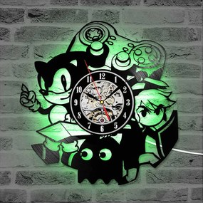 Nástěnné hodiny ježek Sonic, s podsvícením či bez Barva: černá, s podsvícením a ovladačem