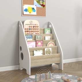 Wooden Toys Montessori knihovna na knihy Dětská knihovna BÍLÁ v kombinaci se SONOMA