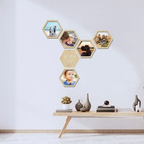 dřevo života Sada fotorámečků HEXAGON Zvolte barvu dekoru: Javor, Velikost fotorámečků: 15x21, Text: Vlastní text