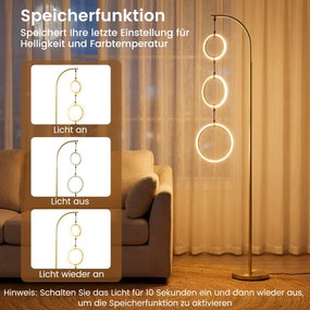 Costway 3 stojací lampa Flammig LED na čtení s 3 závěsnými kroužky a nožním