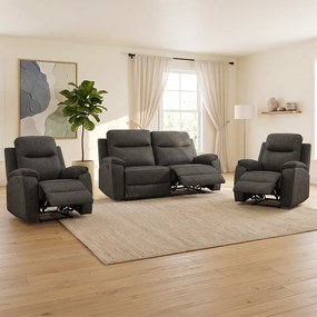 Sedací sestava MALAGA 2,5+1+1 s FUNKCÍ RELAX | tmavě šedá látka