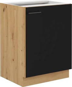 Spodní kuchyňská skříňka, černý mat / dub artisan, Monro 60 D 1F BB