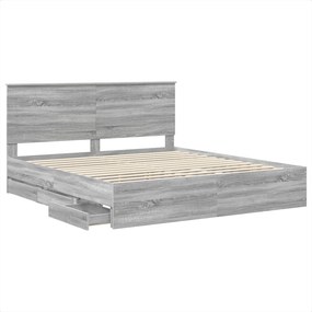 Rám postele s čelo Šedá Sonoma 200 x 200 cm Inženýrské dřevo 3409431