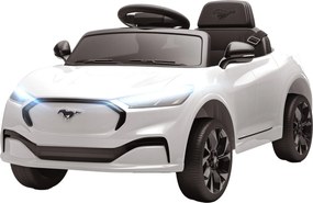 AIYAPLAY dětské elektrické auto Ford Mustang Mach-E, oficiálně licencované, 12 V, dálkové ovládání 2,4 G, 2 motory, 92x55x44 cm, bílé