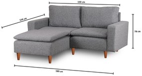 Hanah Home Rohová pohovka LUNGO MINI světle šedá