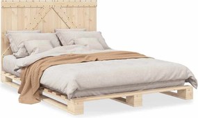 Rám postele s čelem bílý 140 x 200 cm masivní borové dřevo 3281552