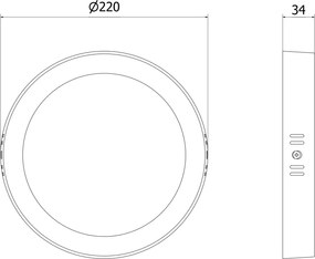 Mexen LDSR, LED stropní svítidlo, průměr 22 cm, 18W, studená - 6500K, 1980 lm, bílá - L212-022-1865-20