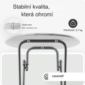 Deuba Skládací barový stůl Ø60 cm - bílý/ mramorový vzhled