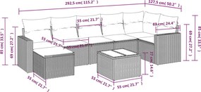 8dílná zahradní sedací souprava s poduškami černá polyratan 3251622