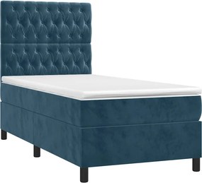 Box spring postel s matrací a LED tmavě modrá 80 x 200 cm samet 3136273