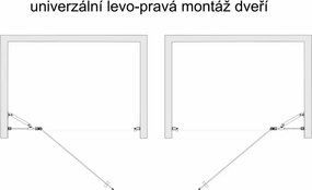 ALFA LINE Chrom 145 Grape Sprchové dveře jednokřídlé s pevnou stěnou v rovině (75+70)