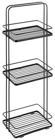 Matně černý ocelový koupelnový regál 22x73 cm Lava – Metaltex