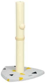 Škrabací podložka PawHut pro kočky s plyšovým designem a hracím míčkem, robustní jutový provaz, kompaktní rozměry 35 x 35 x 62 cm, světle šedá a béžo…