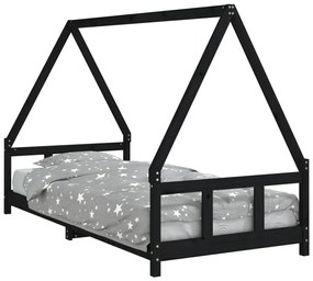 vidaXL Dětská postel černá 90 x 200 cm masivní borové dřevo