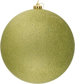 Velká vánoční ozdoba 30 cm plastová koule jablkově zelená glitter