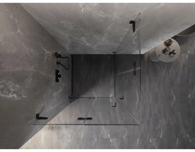 Mexen Lunar-F Duo, Skládací sprchový kout 100 x 100 cm, 8mm čiré sklo, černý profil, 836-100L-100P-70-00