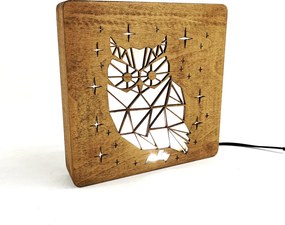 AMADEA Dřevěná lampička s motivem sovy, velikost 20 cm, s LED osvětlením s trafem na 12V