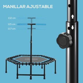 SPORTNOW Fitness Trampolina 114x114x132 cm S elastickým skákacím povrchem a nastavitelným 3-úrovňovým madlem, ocelový rám pro trénink nohou a těla do…