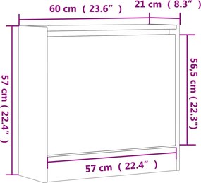 botník, výklopný, kompozitní dřevo, 57x60x21 cm, černá, Dekorino BB20260034