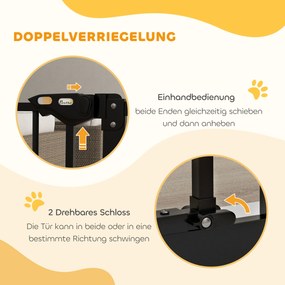 Bezpečnostní branka do dveří pro psy, zábrana, bezpečnostní branka pro domácí zvířata, kov, plast, 74-87 cm, černá