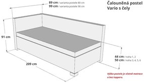 NEW DESIGN postele Válenda VARIO s čely a úložným prostorem, matrace a rošt v ceně, 90×200 cm Velikost postele: 90 × 200 cm, Strana: Pravá