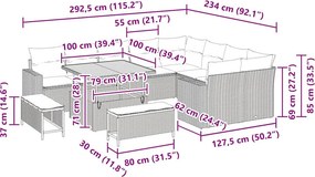 Sada zahradních pohovek 13 ks 12-Počet míst Černá polyratan 3363594