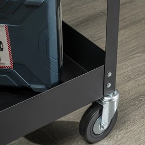 Dílenský vozík DURHAND se 2 policemi, prázdný vozík na nářadí, přepravní vozík, boční rukojeť, 4 kolečka, ocel, nosnost do 150 kg, 84,5 x 38 x 84 cm,…