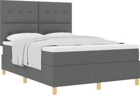 Postel s boxspringem s čelo Tmavě šedá 140 x 200 cm textil 3339624