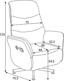 Autronic Polohovací křeslo s elektrickým ovládáním TV-C5479 Barva potahu: Šedá