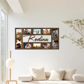 dřevo života Dřevěný fotorámeček na zeď RODINA Zvolte rozměr (cm): 98x44, Zvolte barvu dekoru: Ořech