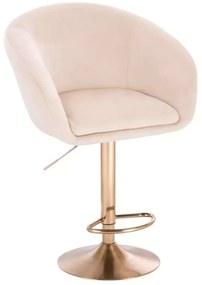 LuxuryForm DESIGN Barová židle VENICE VELUR na zlaté kulaté podstavě - krémová