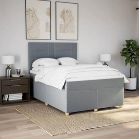 Box spring postel s matrací světle šedá 140 x 190 cm textil 3291275