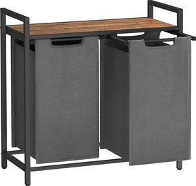 Koš na prádlo 2x46l, s vyjímatelným a odnímatelným pytlem na prádlo, šedý