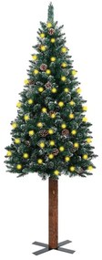 Úzký vánoční stromeček s LED pravé dřevo a sníh zelený 210 cm,  3077764 HangarStore.cz