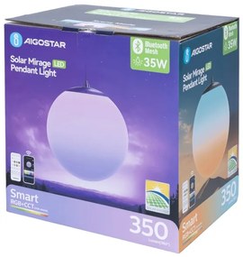 Aigostar-LED RGBW Solární lustr MESH 35W/3,7V 8000 mAh 2700K-6500K IP65 pr. 30 cm
