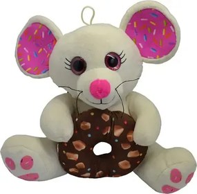 SPARKYS Myš s donutem bílá / Plyšová hračka / 30 cm