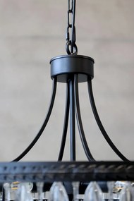 Černý antik lustr s kapkovitými krystaly Versailles - 70*57cm/ E14/ 40W