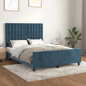 Rám postele bez matrace tmavě modrý 140x200 cm samet 3126005