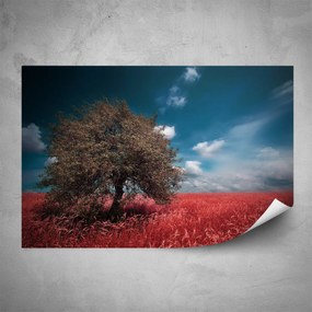 Plakát - Strom na červené louce (60x40 cm) - PopyDesign
