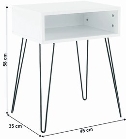 Kondela Příruční/noční stolek, bílá/černá, HONEJ