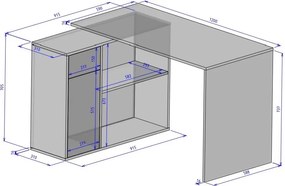 ADRK Furniture Rohový stůl SAULO ADRK-DE-SAU-W