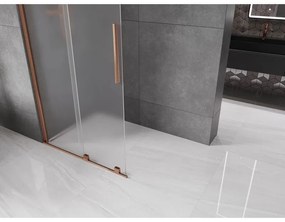 Mexen Velar, sprchová zástěna s posuvnými dveřmi Walk-in 100 x 200 cm, 8mm sklo námraza, růžové zlato, 871-100-000-33-60