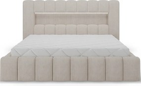 Béžová čalouněná dvoulůžková postel s úložným prostorem s roštem 180x200 cm Lamica – ELTAP