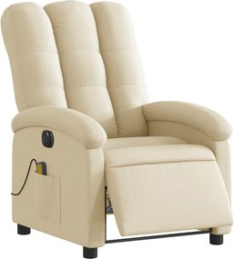 Elektrické masážní polohovací křeslo krémové textil 3204089