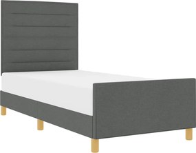 Rám postele s čelo Tmavě šedá 100 x 200 cm textil 3344628