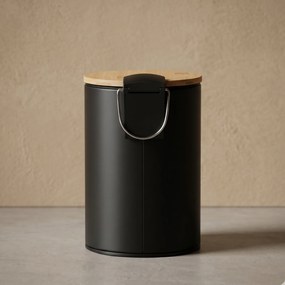 Odpadkový koš do koupelny s bambusem ZETRU, 3 l, černý