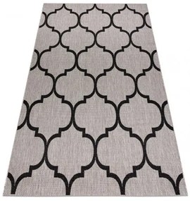Dywany Luszczow Kusový koberec SIZAL FLOORLUX 20608 Marocká mřížka stříbrný / Černá Rozměr koberce: 120 x 170 cm