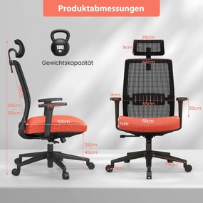Costway Ergonomická kancelářská židle s opěradlem a bederní opěrkou a pohodlnou