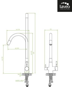 Laveo Riveco, vysoká dřezová baterie s flexibilním výtokem a filtrem na pitnou vodu, černá matná, LAV-BRIBB68D