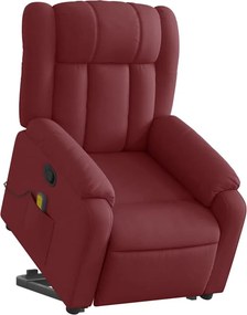 Zvedací masážní polohovací křeslo vínové textil 3205331